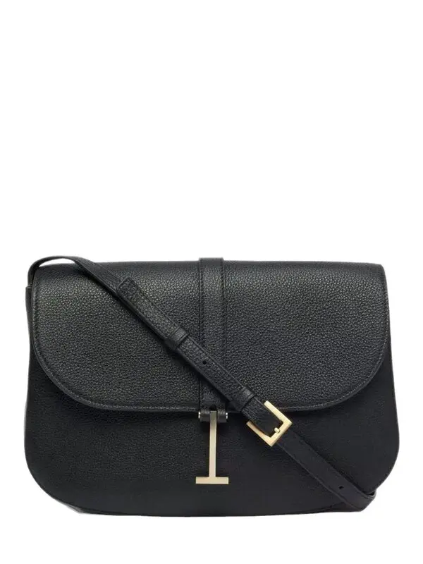 TOM FORD Kara T-logo Grained Leather Crossbody Bag - Black