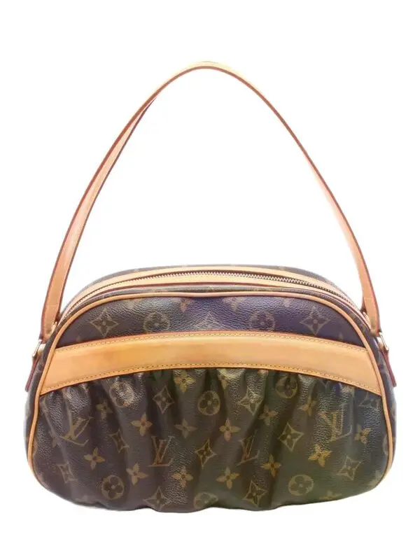 LOUIS VUITTON Monogram Canvas Ruched Shoulder Bag - Brown
