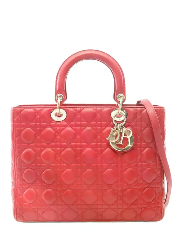 Dior Lady Cannage Tote Bag - Red
