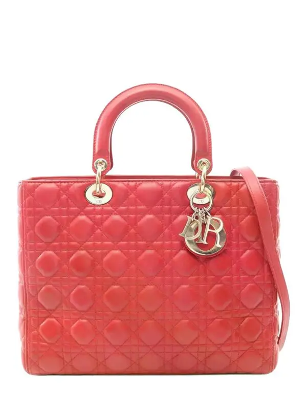 Dior Lady Cannage Tote Bag - Red