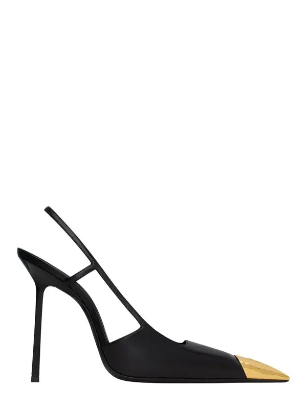 Saint Laurent Metal Toe Stiletto Pumps With Heel Strap - Nero