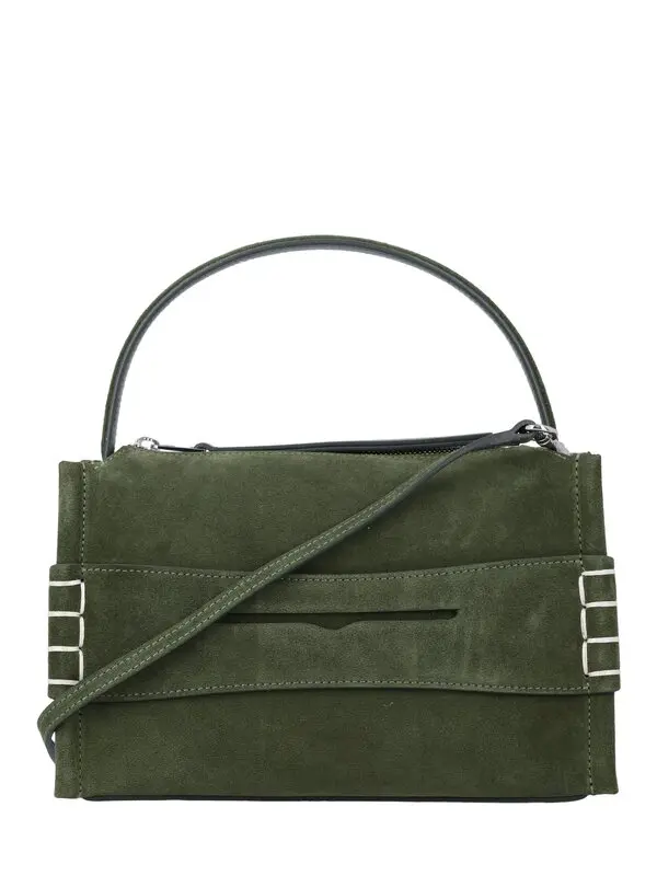 JW Anderson Mini Loafer-inspired Suede Top-handle Handbag - Khaki