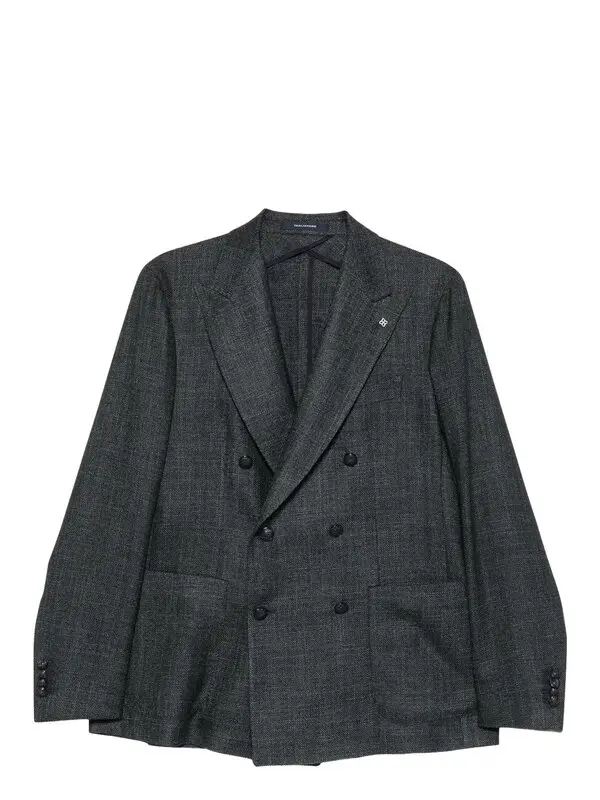 Tagliatore Double-breasted Wool-silk Blend Blazer - Navy