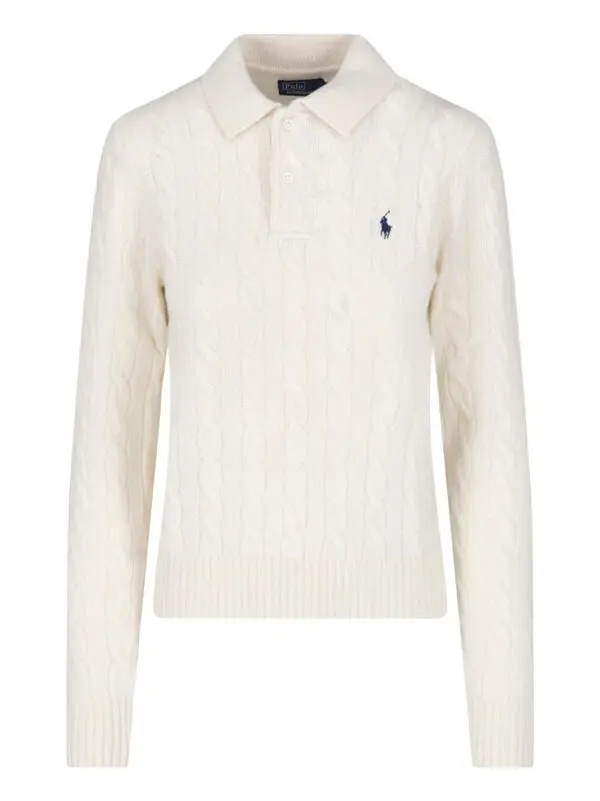 Polo Ralph Lauren Cable-knit Wool-cashmere Polo Sweater - Cream