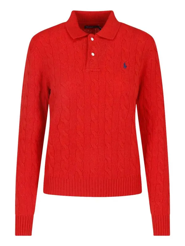 Polo Ralph Lauren Cable-knit Wool-cashmere Polo Sweater - Red