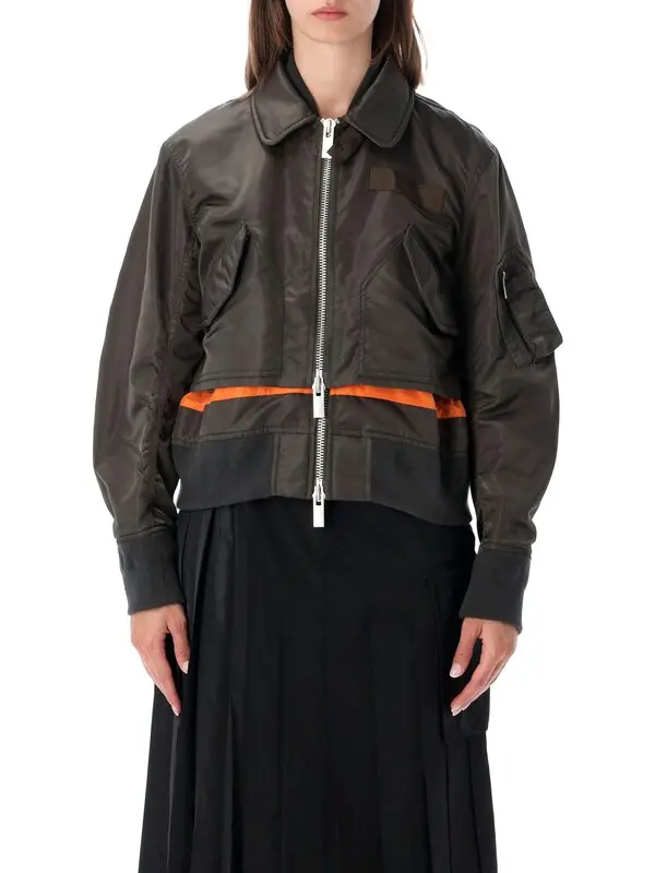 Sacai Nylon Twill Hybrid Bomber Jacket - D/khaki