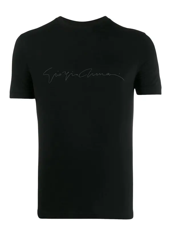 Giorgio Armani S Stretch Viscose Polo Shirt - Black