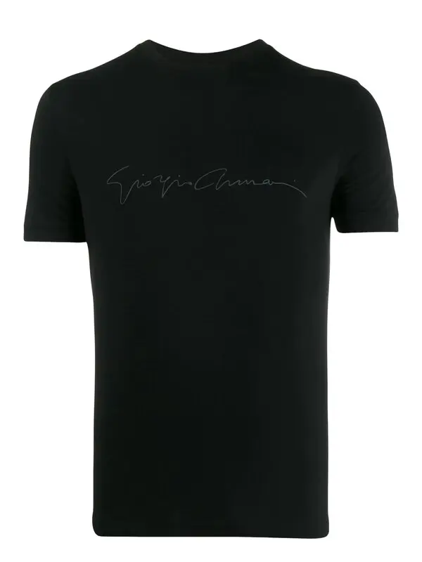 Giorgio Armani S Stretch Viscose Polo Shirt - Black