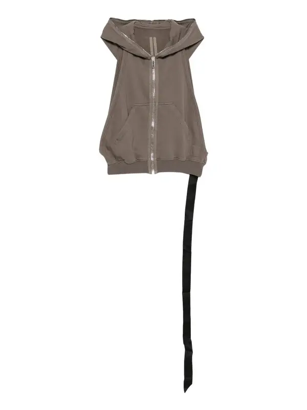 Rick Owens Hooded Zip-front Sleeveless Cotton Sweatshirt - Grigio