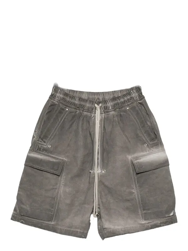 Rick Owens Knee-length Cotton Shorts With Drawstring Waist - Grigio