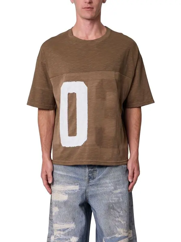Mnml Washed Repatched Graphic T-shirt - Brown