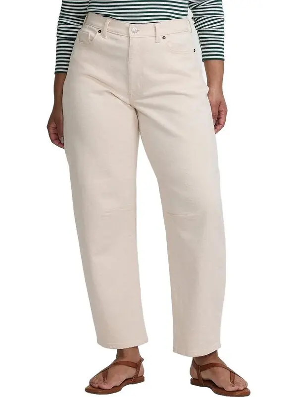 LANDS' END Soft Denim Relaxed Barrel Leg Ankle Jeans - Natural