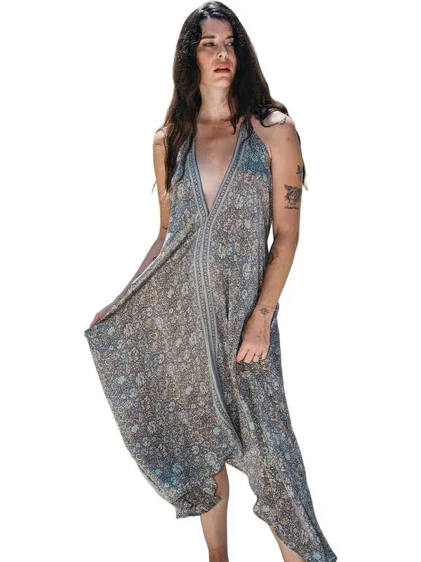 SUN CHILD Classic Silk Dress Ivy - Grey