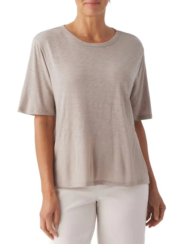FRANNE GOLDE Slub Jersey Crew Neck Tee - Sand