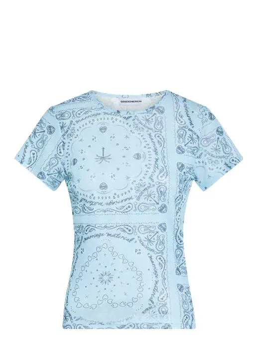 BRIDEMERCH Bandana Print Mesh Baby Tee - Blue