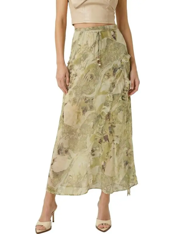 MODENAIRE Midi Ruffle Skirt - Beige
