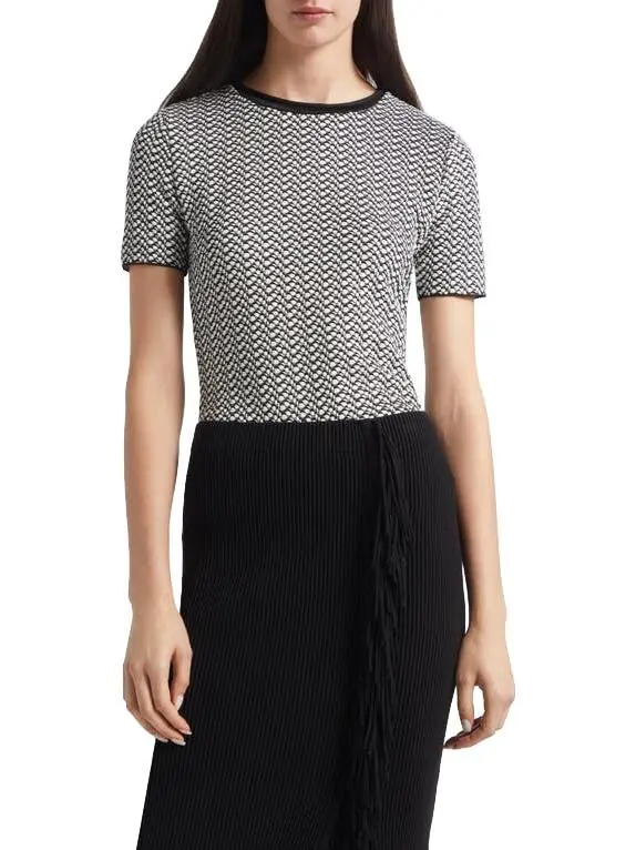 Emporio Armani Geometric Jacquard Jersey Tee - Solid Black