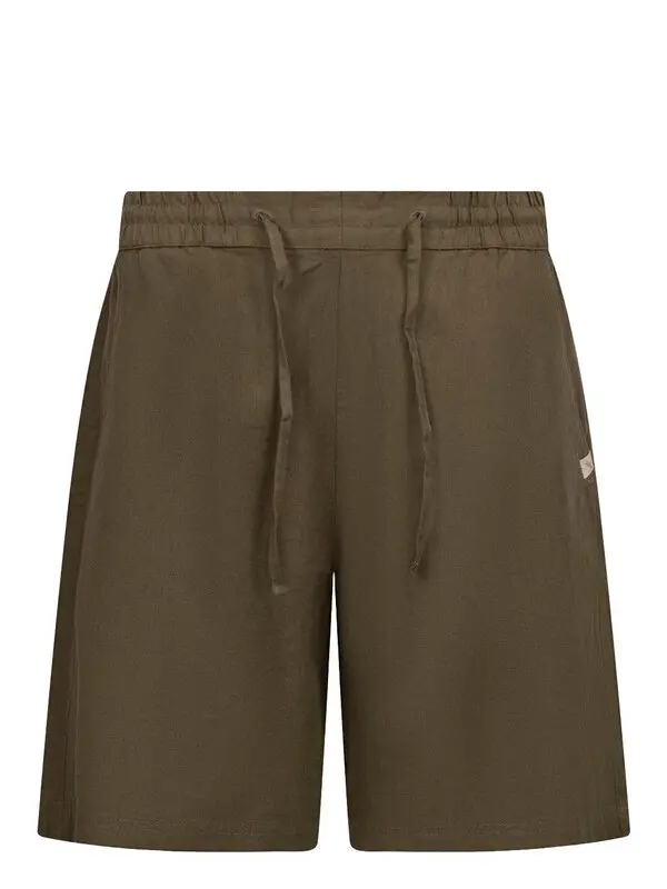 TRESPASS Linen-viscose Blend Casual Shorts - Herb