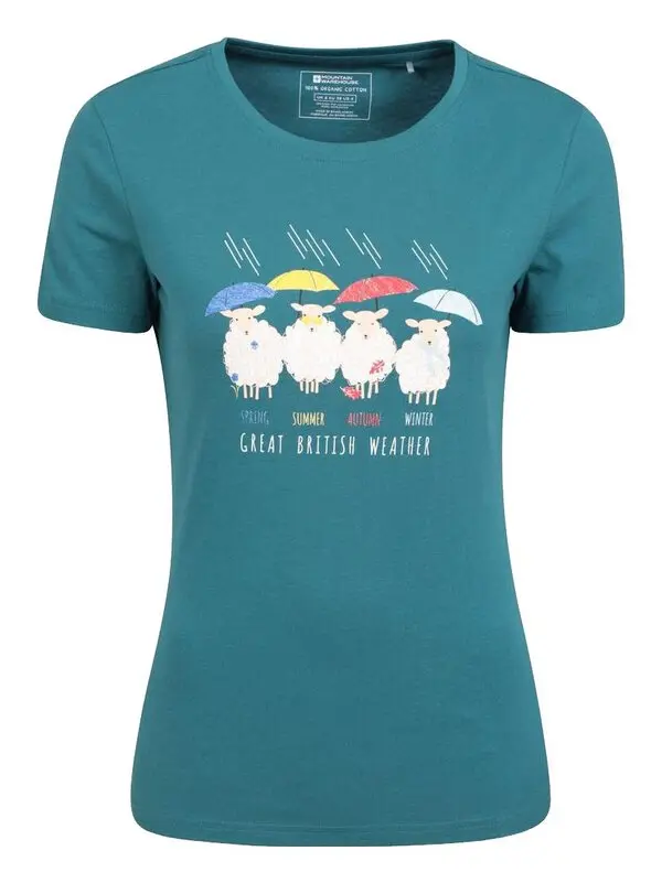 Mountain Warehouse Graphic Print Organic Cotton T-shirt - Teal