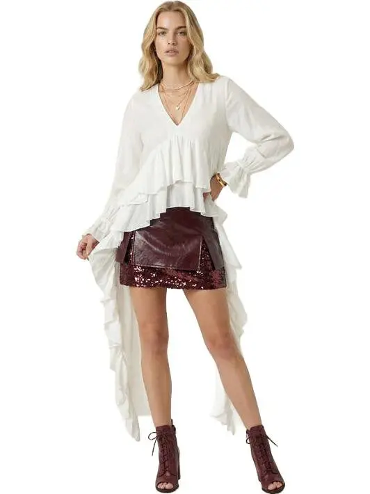 MODENAIRE Ruffled High-low Blouse - Ivory