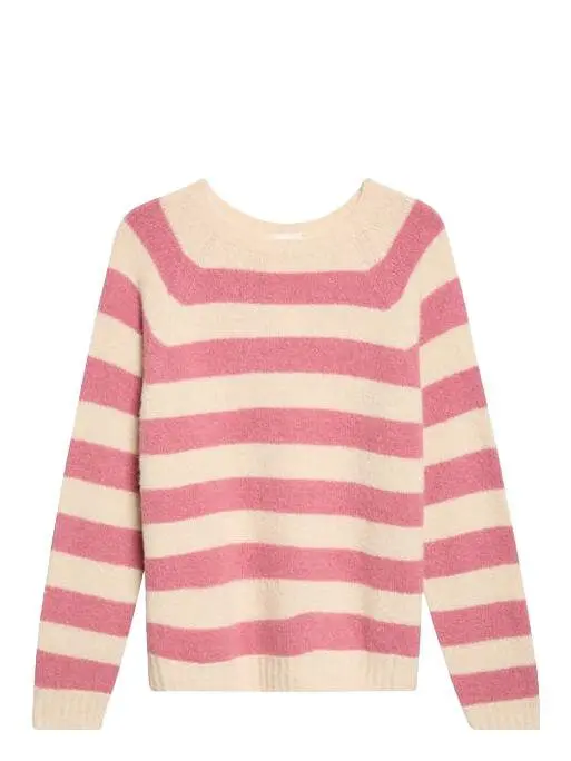 Max Mara Striped Alpaca Blend Crewneck Sweater - Raspberry