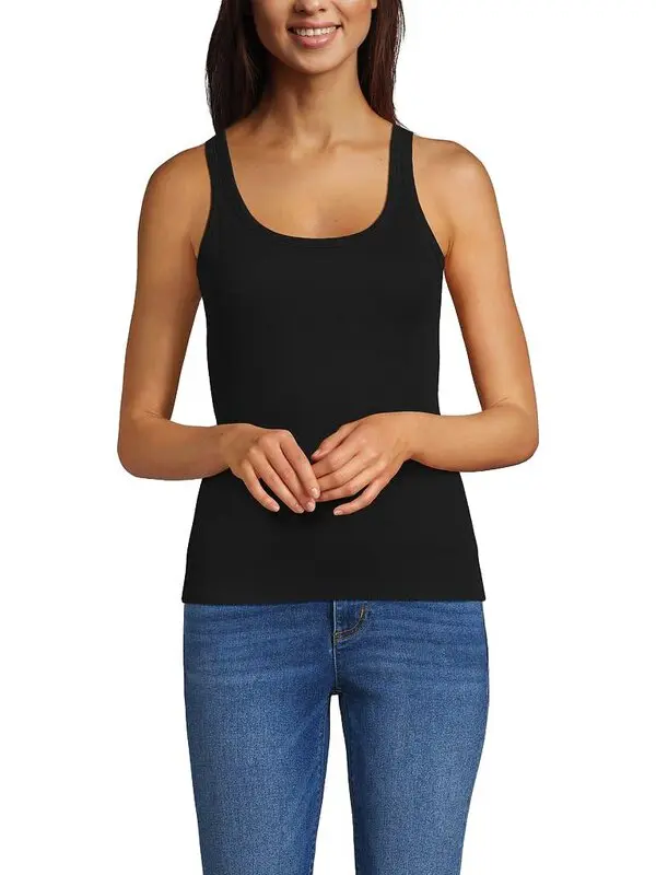 LANDS' END Micro Rib Go-to Layering Tank - Black