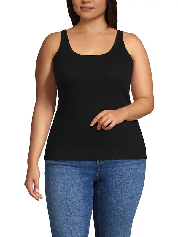 LANDS' END Micro Rib Go-to Layering Tank - Black