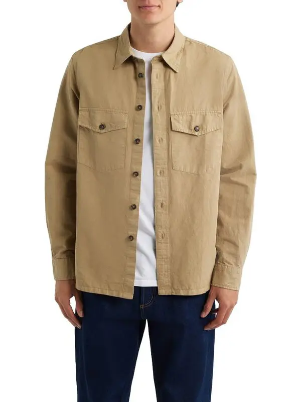 Paul Smith Cotton & Linen Button Up Shirt - 61 Medium Beige
