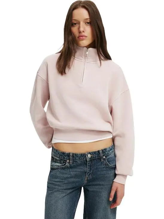 COTTON ON Quarter Zip Sweatshirt - Washed Spellbound