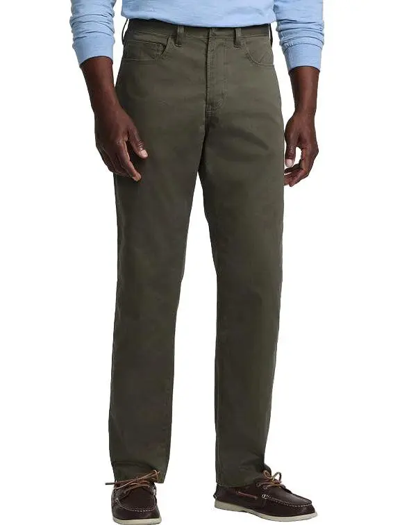 LANDS' END Travel Kit Comfort Waist Classic Straight Fit 5-pocket Pant - Forest Moss