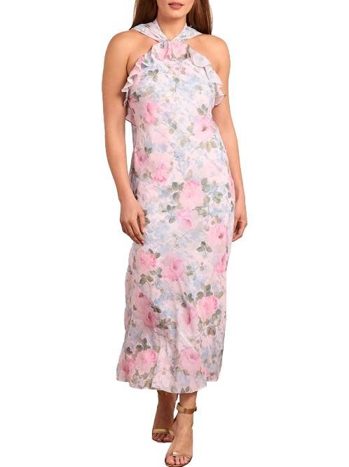 NEEDLE & THREAD Camille's Garden Halter Neck Ankle Gown - Seashell