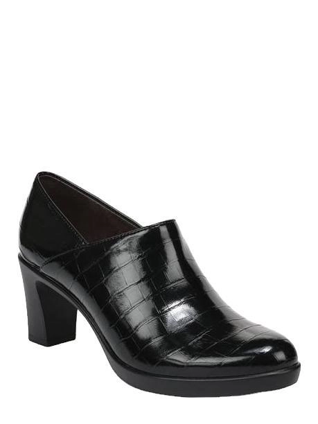 LIFESTRIDE Croc-embossed Block Heel Pumps - Black Embossed