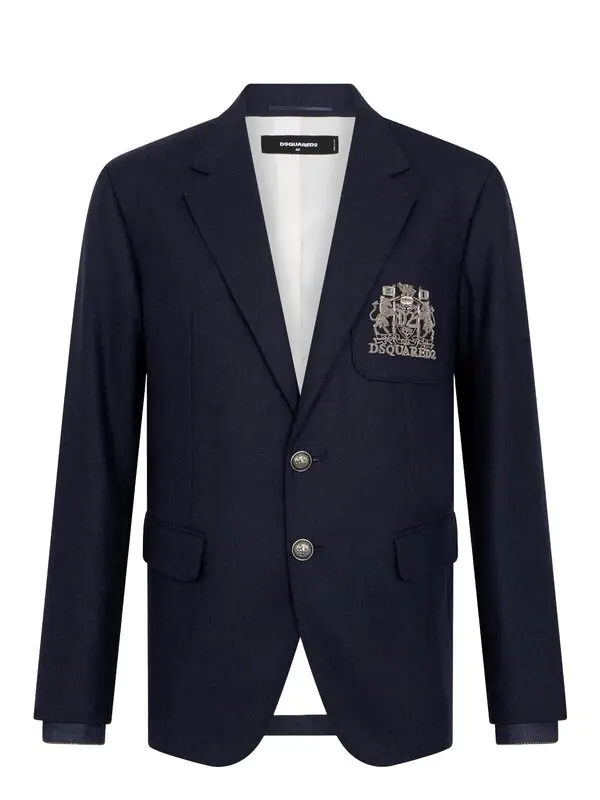 Dsquared2 College Relaxed Shoulder Jacket With Embellished Emblem - Blue