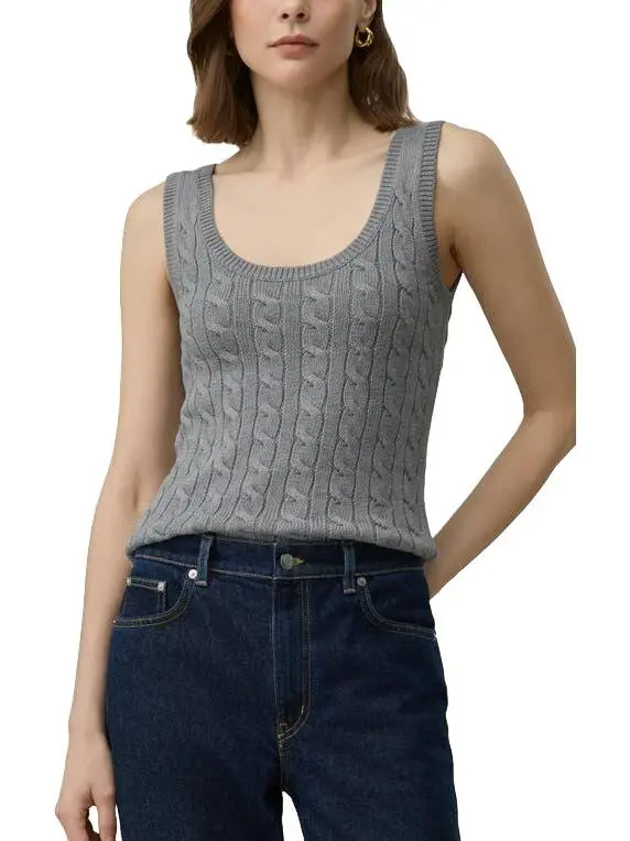 Lilysilk Silk-cotton Cable-knit Tank - Medium Heather Gray