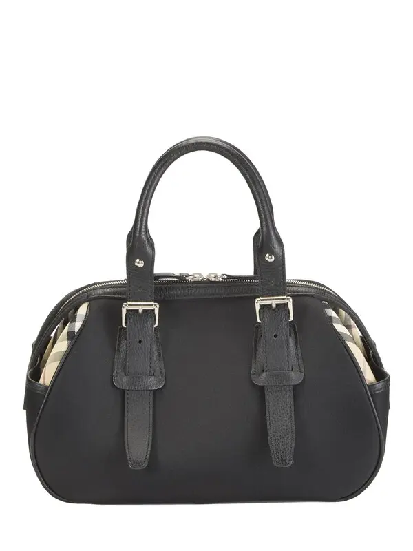 Burberry Check Bowling Bag - Black