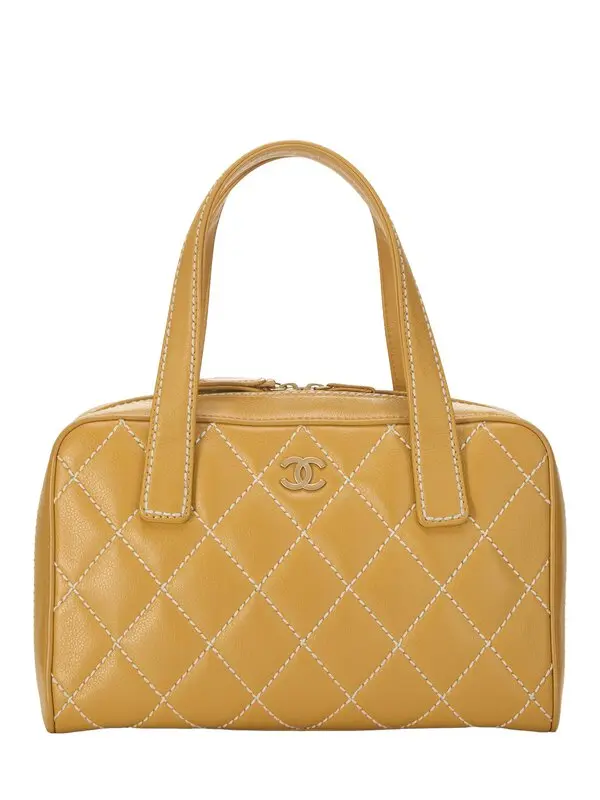 Chanel Leather Wild Stitch Boston Bag - Yellow