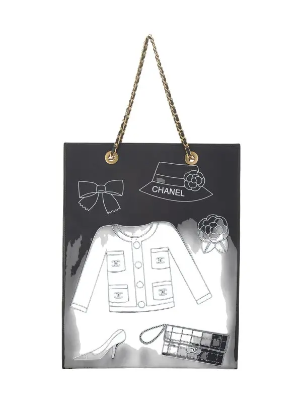 Chanel Icon Print Canvas Tote - Navy