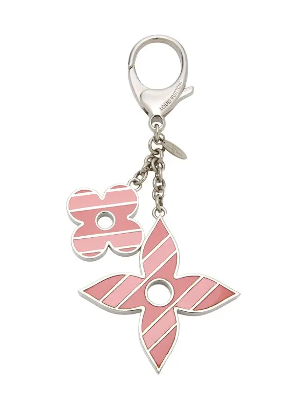 LOUIS VUITTON Silver Monogram Flower Bag Charm - Pink