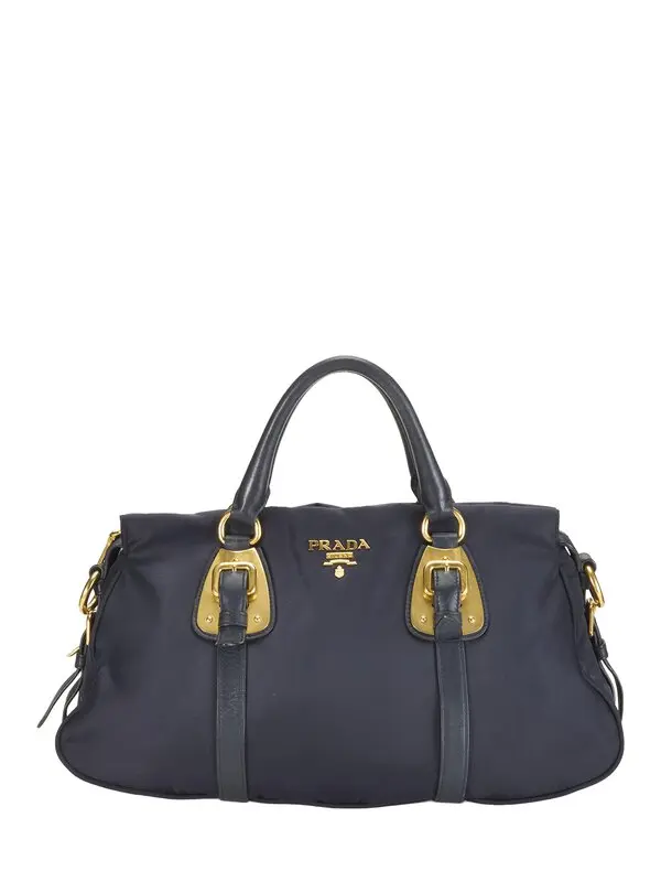 Prada Convertible Buckle Handbag - Navy