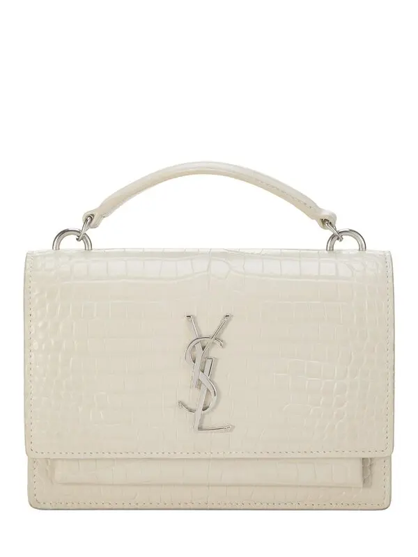 Saint Laurent Embossed Sunset Wallet On Chain - White