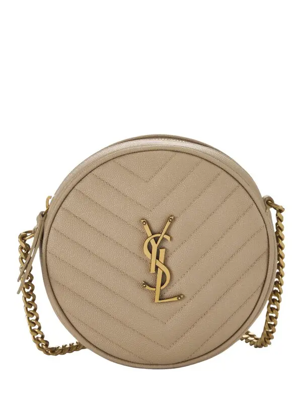 Saint Laurent Grainy Leather Round Camera Bag - Beige