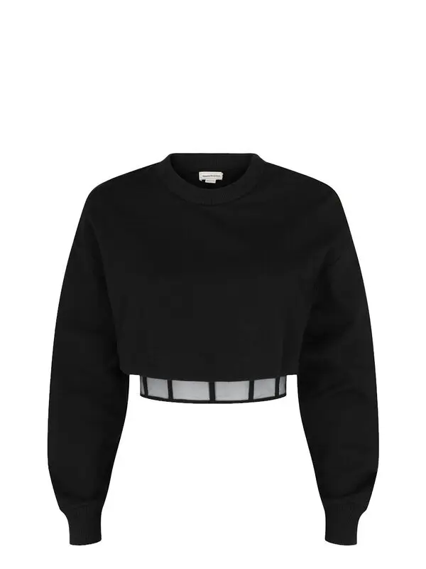 Alexander McQueen Layered Cropped Sweatshirt - Black