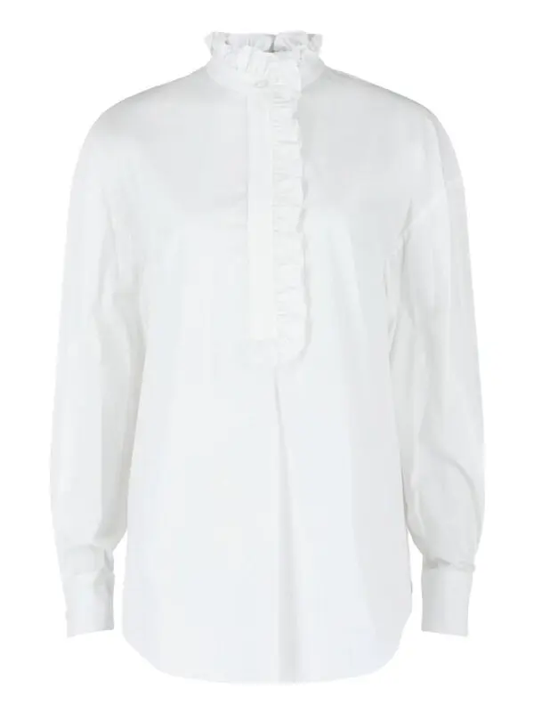 Alexander McQueen Ruffled Cotton T-shirt - Optical White