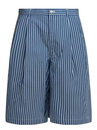 Comme Des Garçons Striped Pleated Shorts - Blue