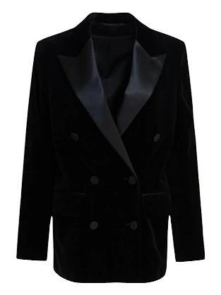 GOLDEN GOOSE Velvet And Satin Doublebreasted Blazer - Black