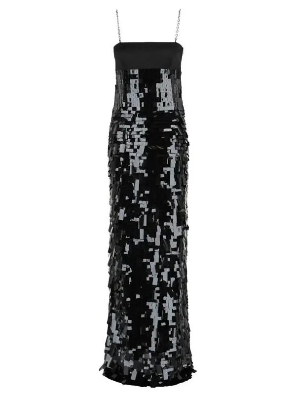 Givenchy Sequin Chain Strap Gown - Black