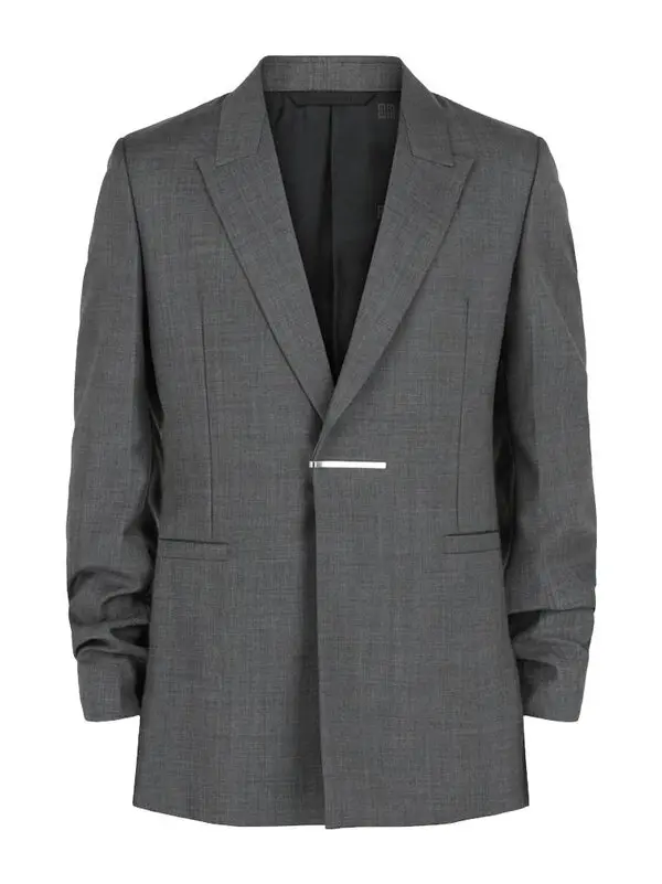 Givenchy Slim-fit Blazer With Metal Bar Detailing - Medium Grey