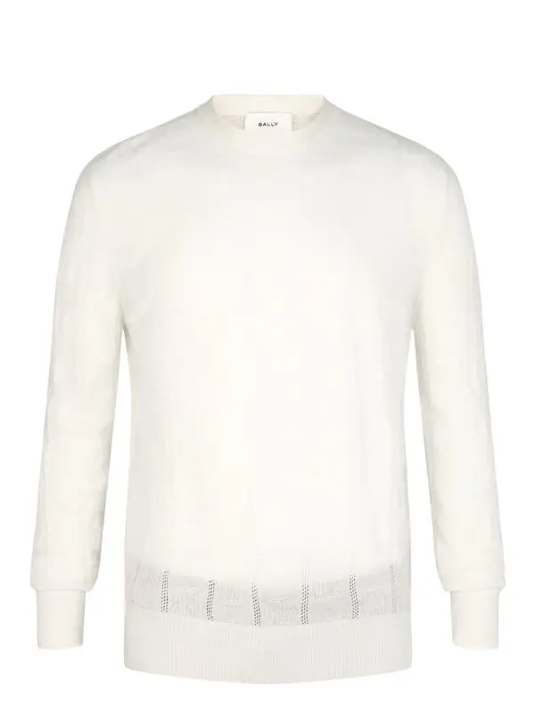 Bally Textured Knit Crewneck Sweater - Bone