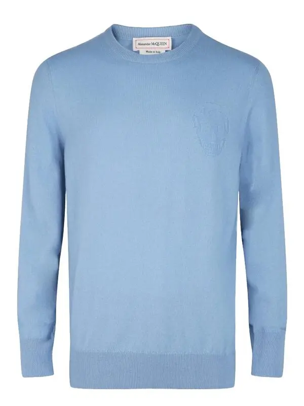 Alexander McQueen Cashmere Skull Sweater - Sky Blueline