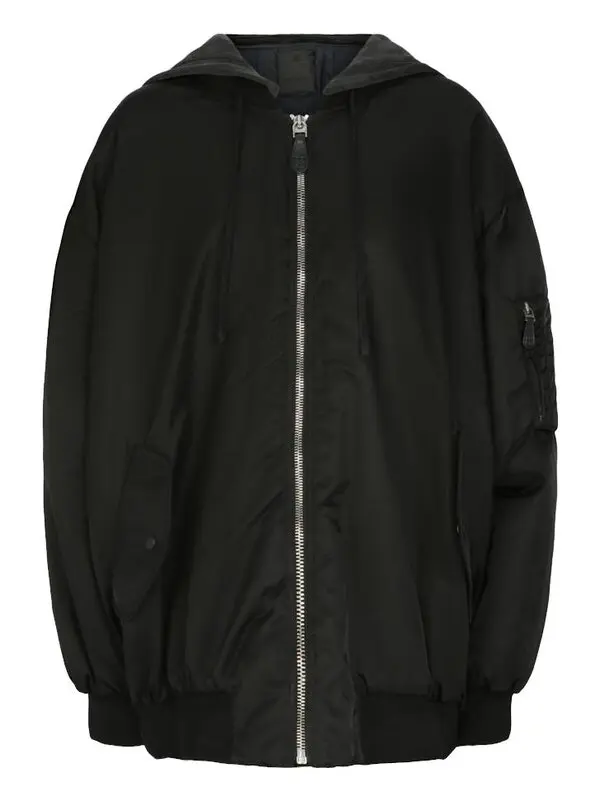 Givenchy Oversized Hooded Bomber Jacket - Black